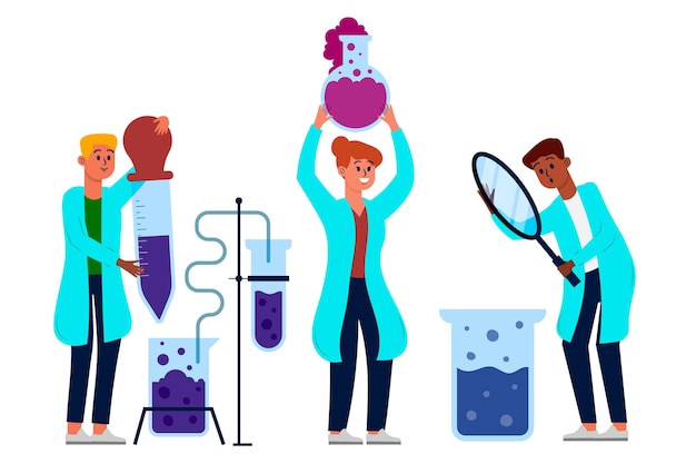 Free Vector | Group of scientists working in lab Free Vector | Group of scientists working in lab
