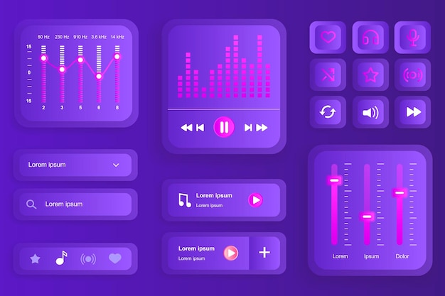 Premium Vector | Gui elements for music player mobile app Premium Vector | Gui elements for music player mobile app