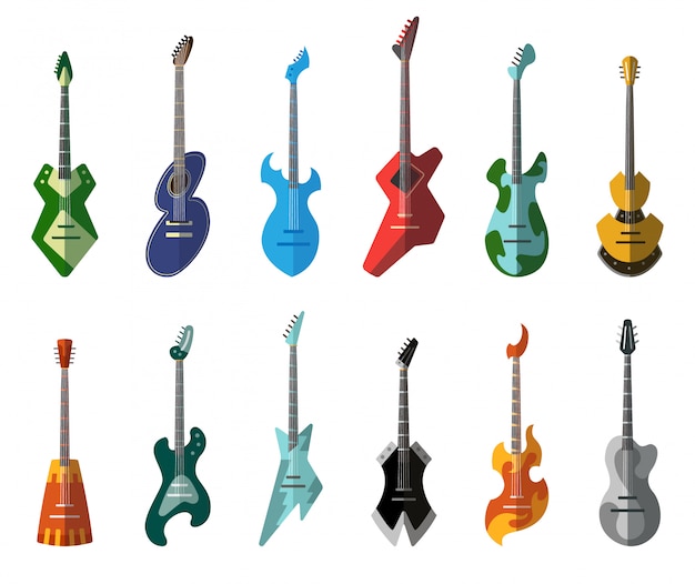 Premium Vector | Guitar collection. different shape acoustic and ... Premium Vector | Guitar collection. different shape acoustic and ...