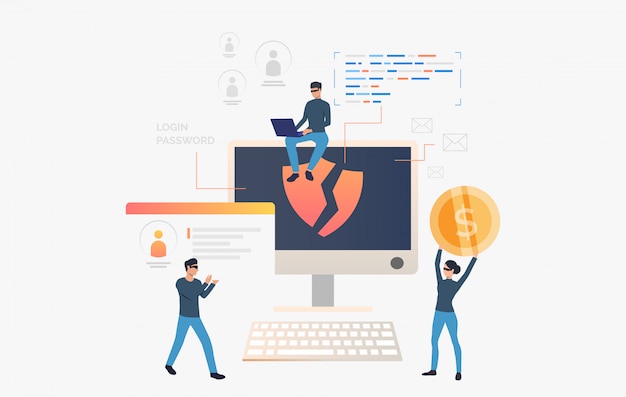 Free Vector | Hackers stealing personal data and money Free Vector | Hackers stealing personal data and money