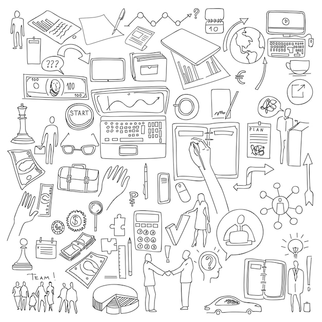 Premium Vector | Hand draw doodle elements. business finance chart graph Premium Vector | Hand draw doodle elements. business finance chart graph
