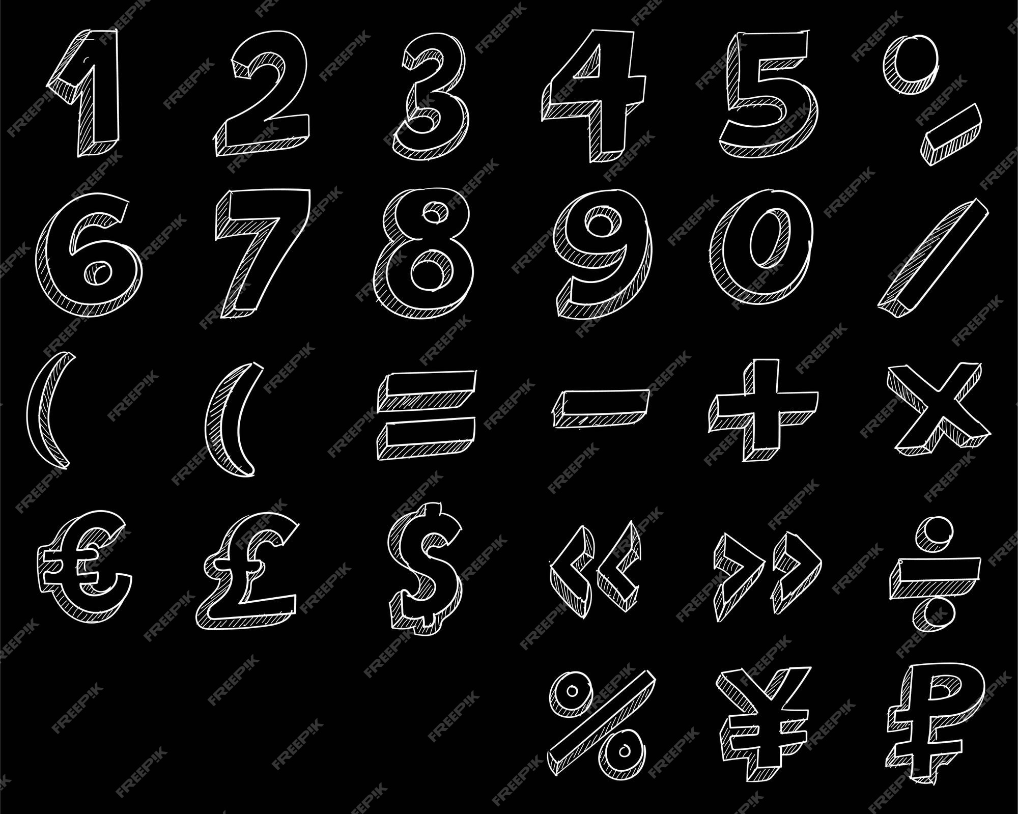 Free Vector Hand Draw Doodle Numbers Sketch