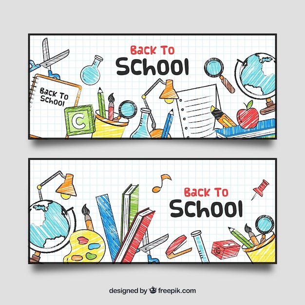 Free Vector | Hand drawn back to school banners Free Vector | Hand drawn back to school banners
