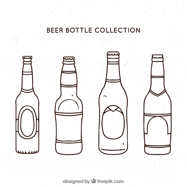 Free Vector | Hand drawn beer bottle collection Free Vector | Hand drawn beer bottle collection