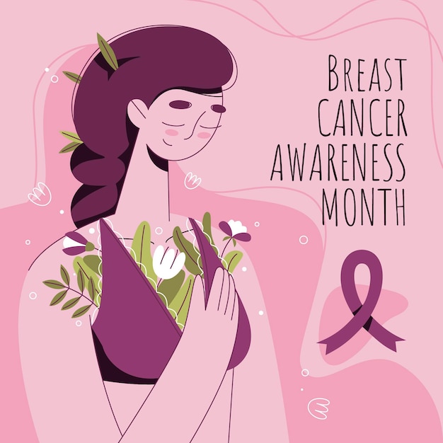 Premium Vector Hand Drawn Breast Cancer Awareness Month Illustration
