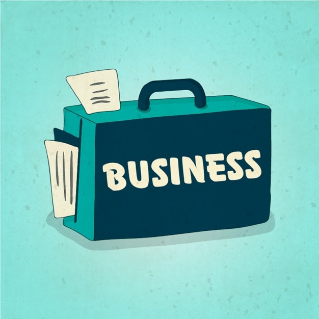 Premium Vector | Hand-drawn business background with suitcase Premium Vector | Hand-drawn business background with suitcase
