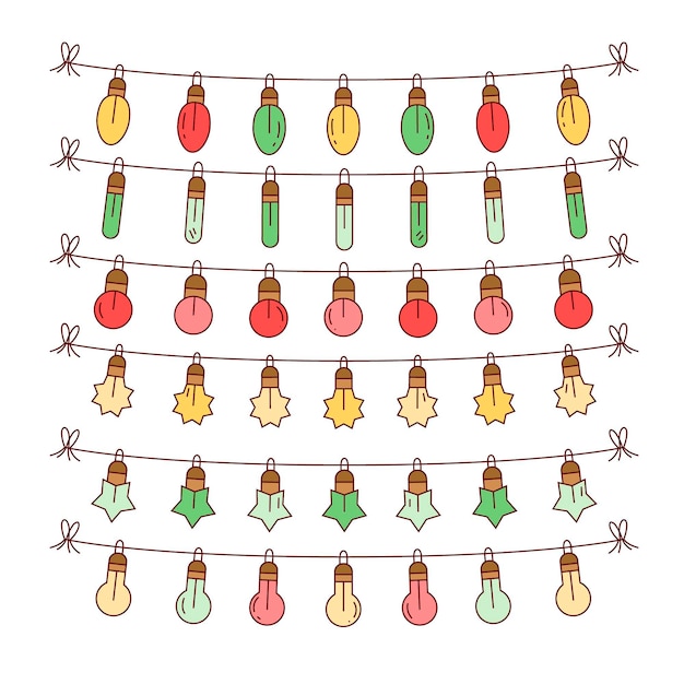 Free Vector | Hand drawn christmas lights collection Free Vector | Hand drawn christmas lights collection