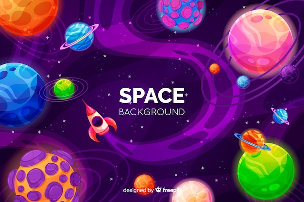 Free Vector | Hand drawn colorful space background Free Vector | Hand drawn colorful space background