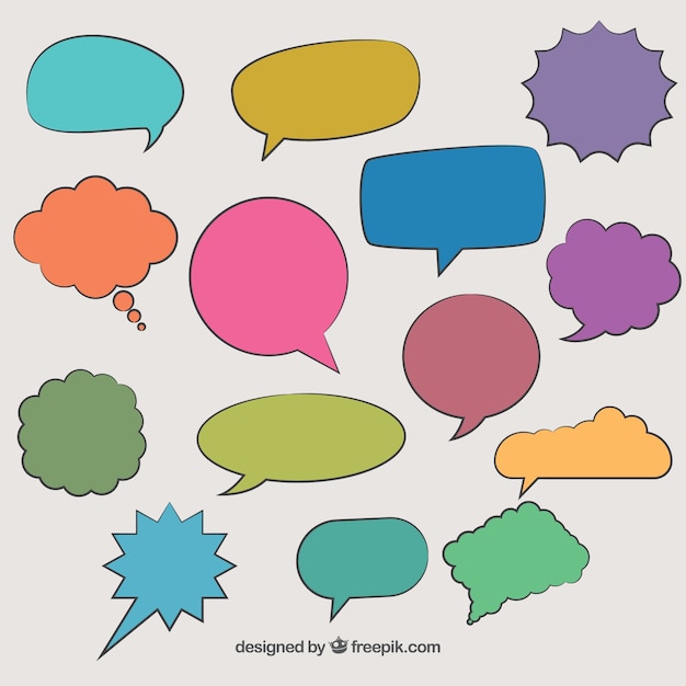 Free Vector | Hand drawn comic speech bubbles in colors Free Vector | Hand drawn comic speech bubbles in colors
