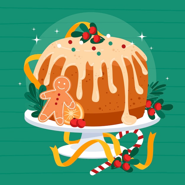 Free Vector | Hand drawn flat christmas pudding illustration Free Vector | Hand drawn flat christmas pudding illustration