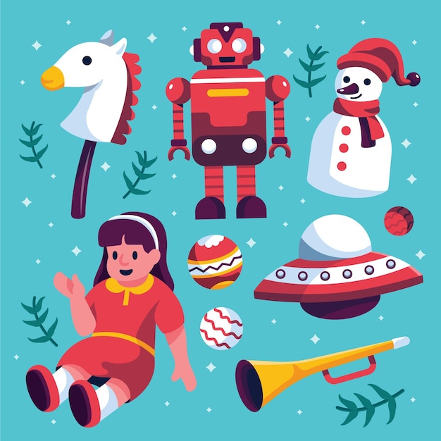 Free Vector | Hand drawn flat christmas toys collection Free Vector | Hand drawn flat christmas toys collection
