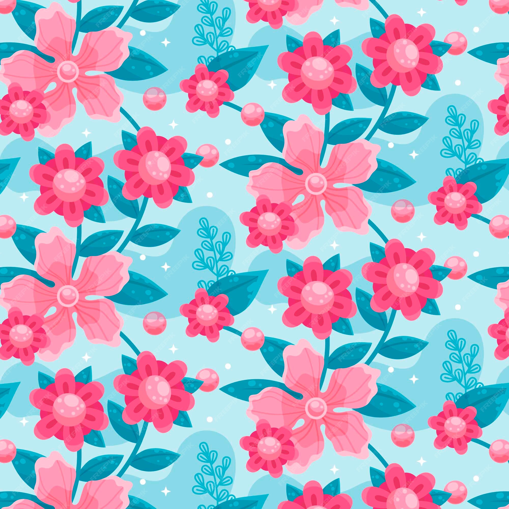 Free Vector Hand Drawn Flat Design Floral Pattern Design