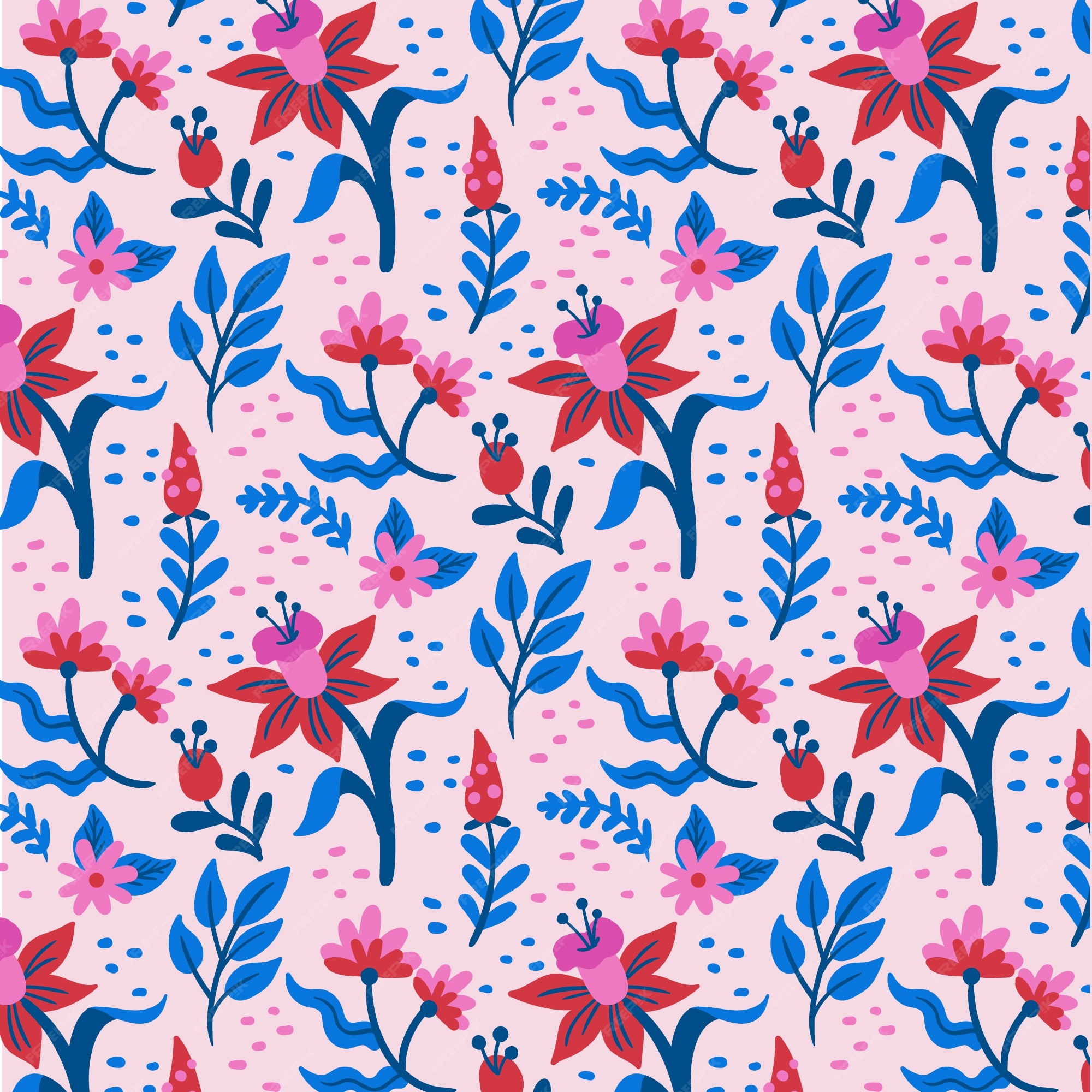 Free Vector Hand Drawn Flat Design Floral Pattern
