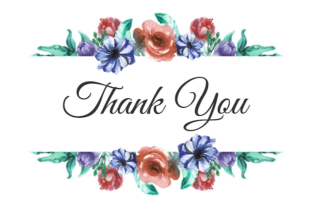 Premium Vector Hand Drawn Floral Watercolor Thank You Card