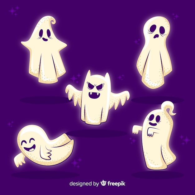 Free Vector | Hand drawn halloween ghost collection Free Vector | Hand drawn halloween ghost collection