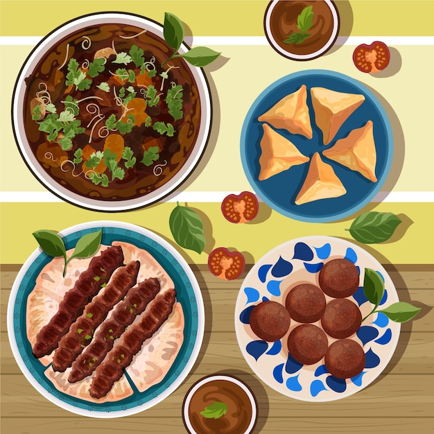 Free Vector | Hand drawn iftar illustration Free Vector | Hand drawn iftar illustration