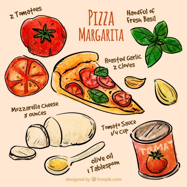 Free Vector | Hand drawn ingredients pizza Free Vector | Hand drawn ingredients pizza