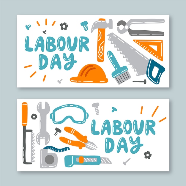 Free Vector | Hand drawn labour day banners Free Vector | Hand drawn labour day banners