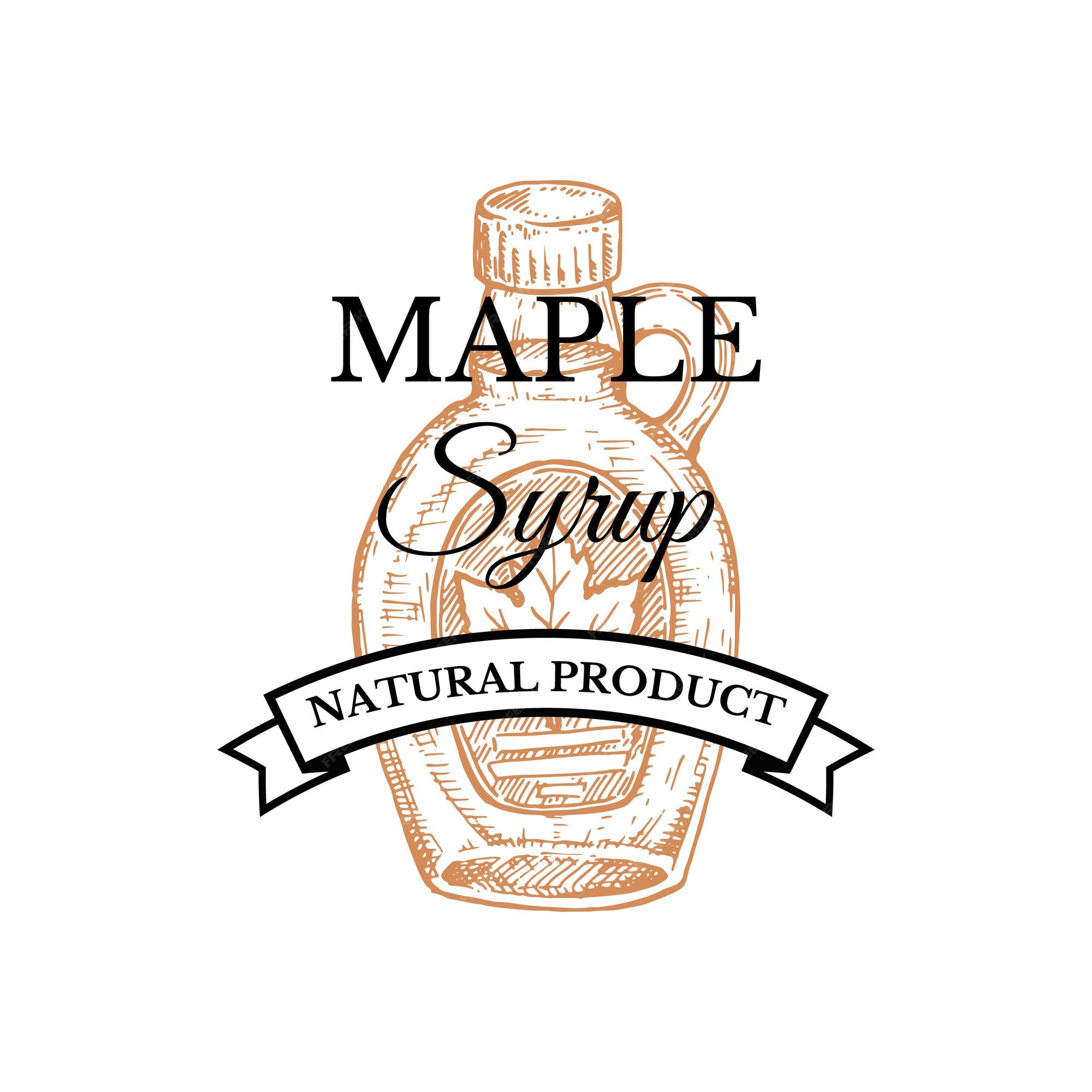 Premium Vector | Hand drawn maple syrup logo. vector illustration in ... Premium Vector | Hand drawn maple syrup logo. vector illustration in ...