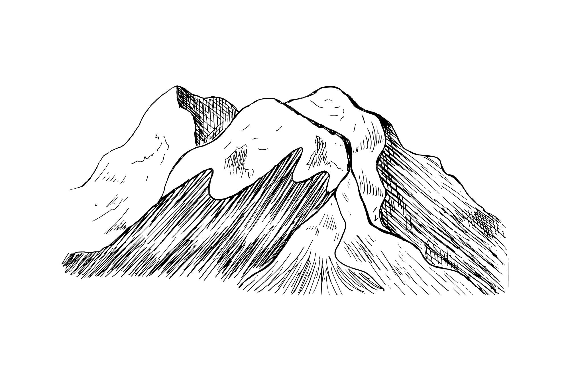 Premium Vector | Hand drawn mountain landscape. Premium Vector | Hand drawn mountain landscape.