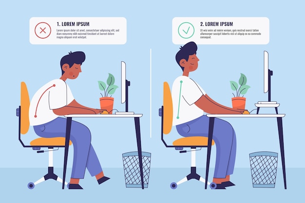Free Vector Hand Drawn Posture Correction Infographics