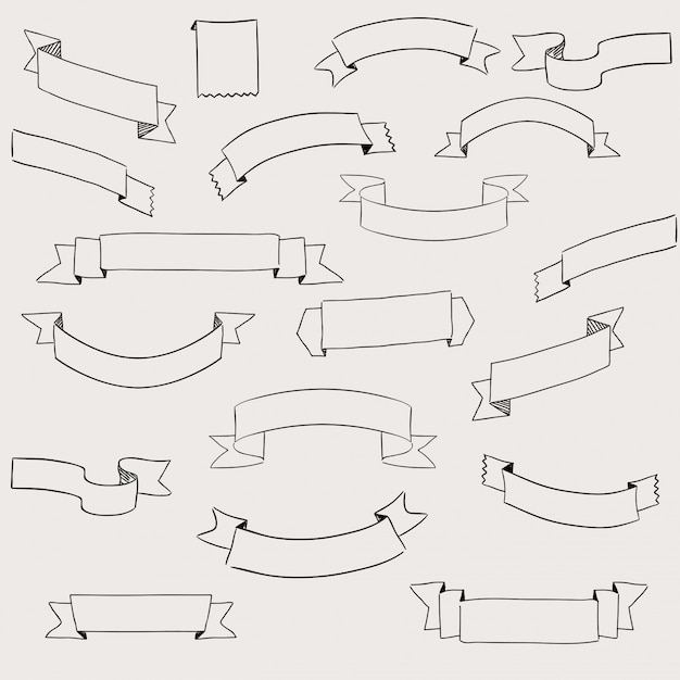 Premium Vector | Hand drawn ribbons collection Premium Vector | Hand drawn ribbons collection