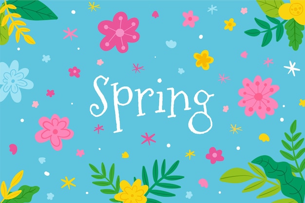 Premium Vector | Hand drawn spring wallpaper with blossom Premium Vector | Hand drawn spring wallpaper with blossom