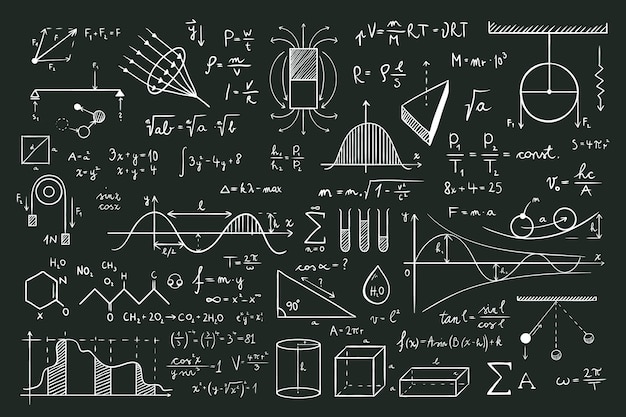 Hand Drawn Style Mathematical Formulas Free Vector
