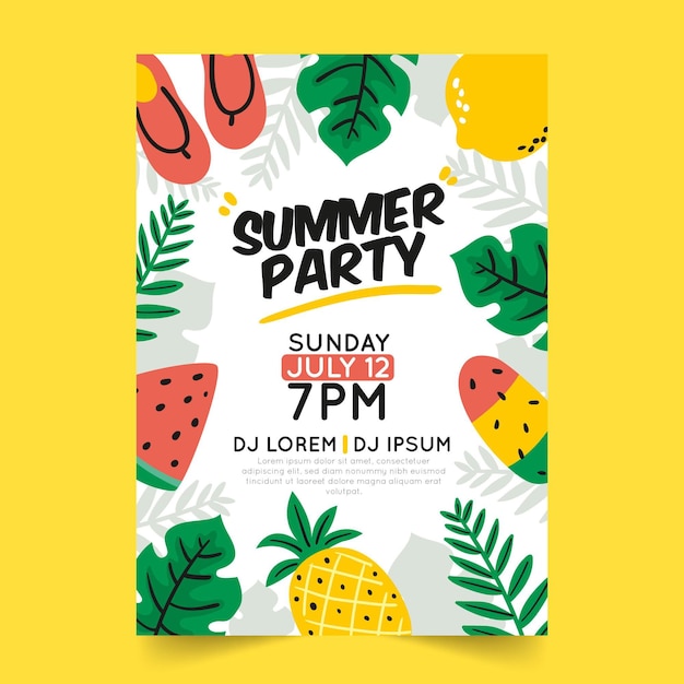 Free Vector | Hand drawn summer party flyer template Free Vector | Hand drawn summer party flyer template
