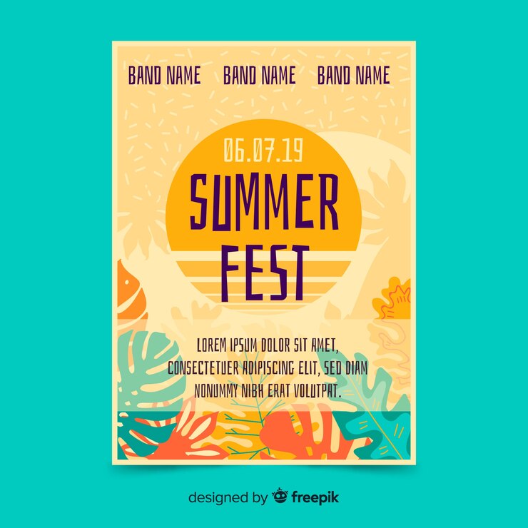 Free Vector | Hand drawn summer party poster template Free Vector | Hand drawn summer party poster template