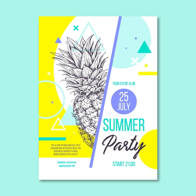 Free Vector | Hand drawn summer party poster template Free Vector | Hand drawn summer party poster template