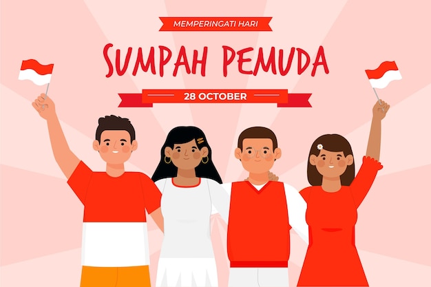 Free Vector | Hand drawn sumpah pemuda concept Free Vector | Hand drawn sumpah pemuda concept