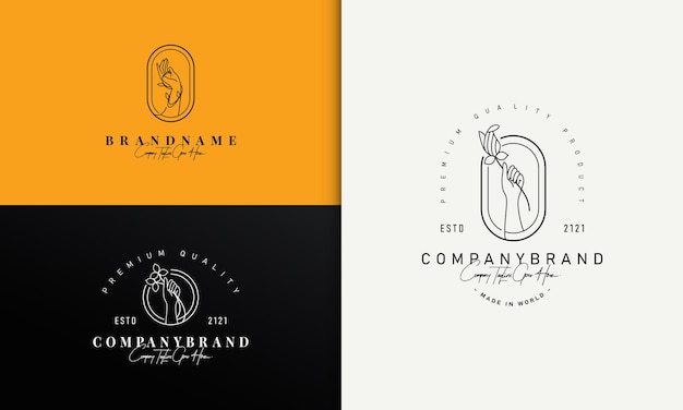 Premium Vector | Hand holding nature botanic logo design Premium Vector | Hand holding nature botanic logo design