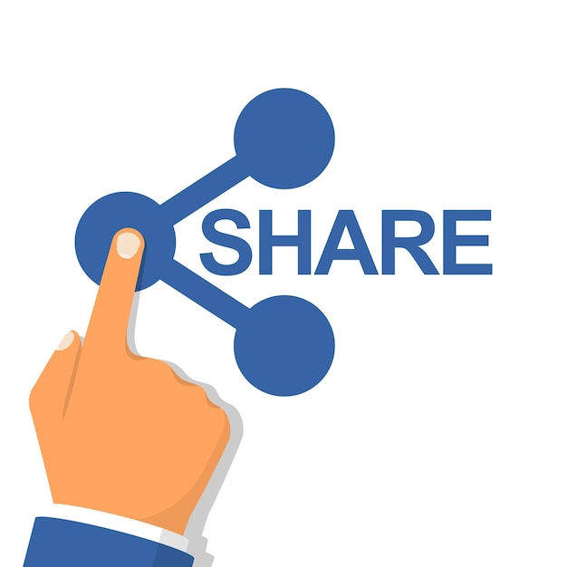 Premium Vector | Hand pressing sharing button Premium Vector | Hand pressing sharing button