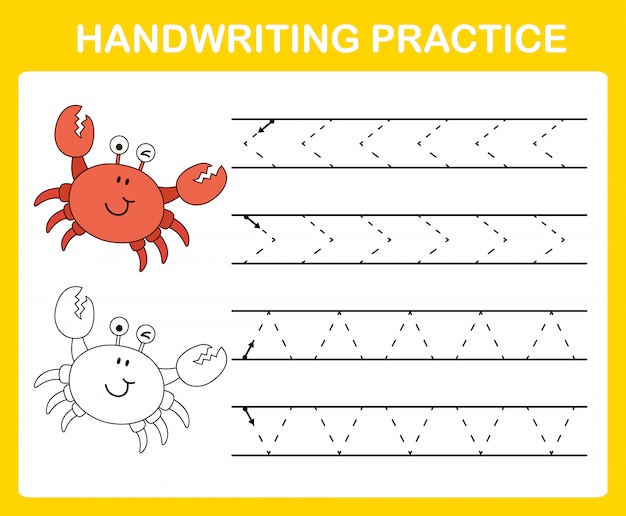 Premium Vector | Handwriting practice sheet illustration Premium Vector | Handwriting practice sheet illustration