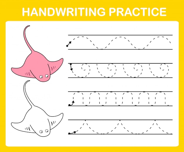 Premium Vector | Handwriting practice sheet illustration Premium Vector | Handwriting practice sheet illustration