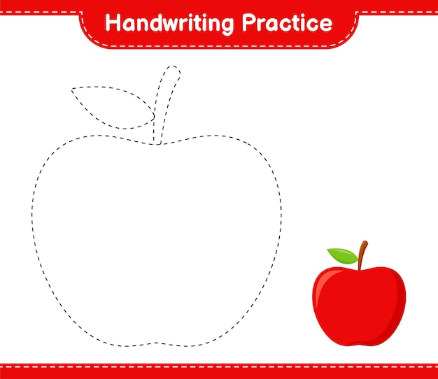 Premium Vector | Handwriting practice. tracing lines of apple ... Premium Vector | Handwriting practice. tracing lines of apple ...