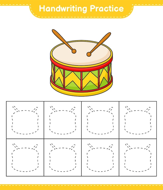 Premium Vector | Handwriting practice. tracing lines of drum ... Premium Vector | Handwriting practice. tracing lines of drum ...