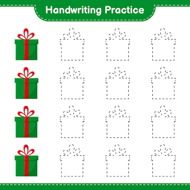Premium Vector | Handwriting practice. tracing lines of gift boxes ... Premium Vector | Handwriting practice. tracing lines of gift boxes ...
