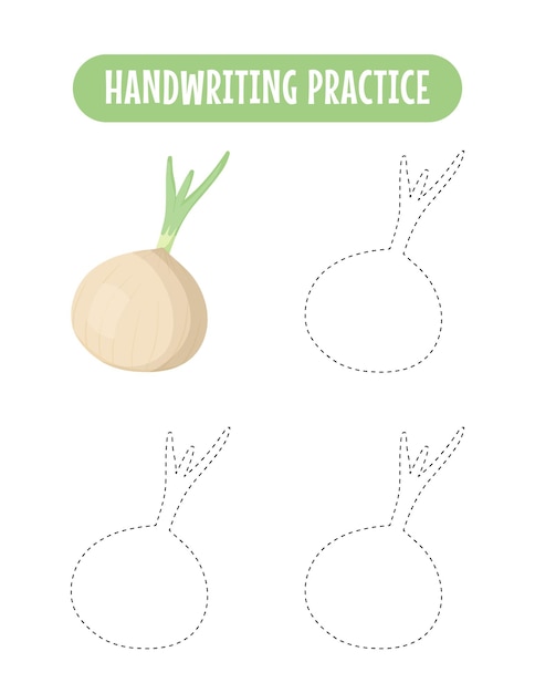 Premium Vector | Handwriting practice tracing lines of vegetable ... Premium Vector | Handwriting practice tracing lines of vegetable ...