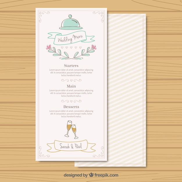 Free Vector | Handwritten wedding menu Free Vector | Handwritten wedding menu