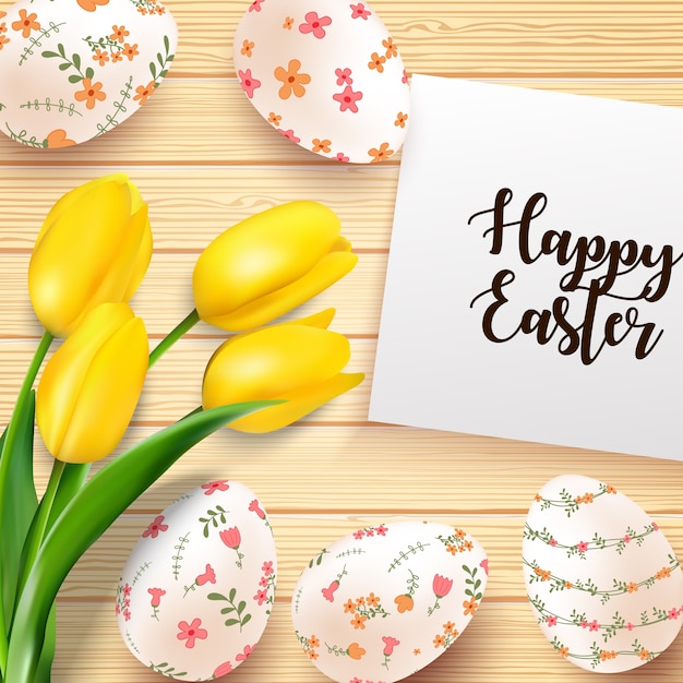 Premium Vector Happy Easter Greeting Card Design
