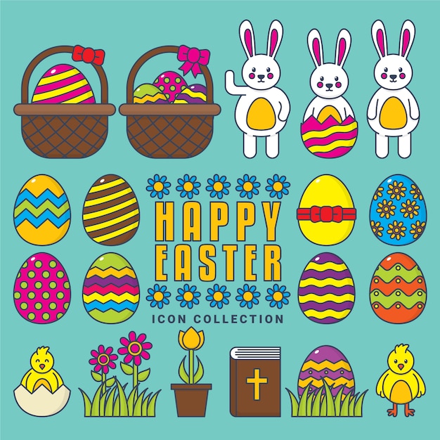Premium Vector Happy Easter Icon Collection