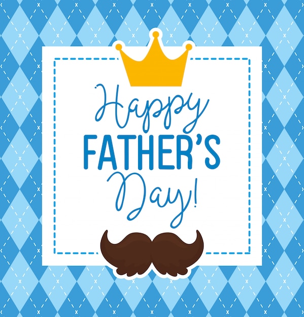 Premium Vector Happy Fathers Day Card With King Crown And Moustache