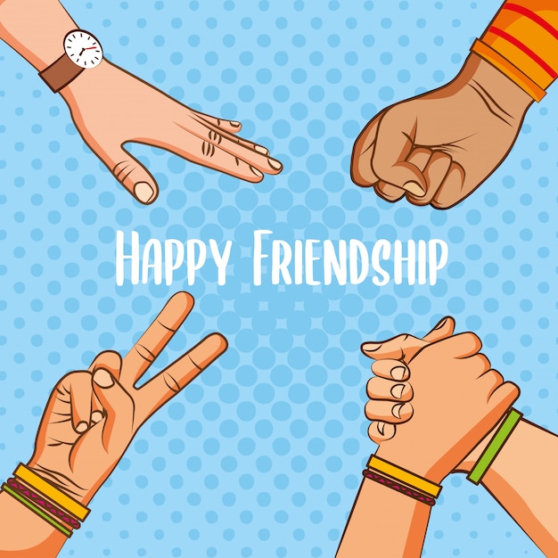 Premium Vector | Happy friendship day cartoons Premium Vector | Happy friendship day cartoons