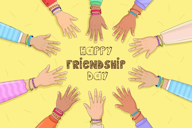 Premium Vector Happy Friendship Day Web Banner With Diverse Friend