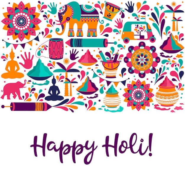 Premium Vector | Happy holi vector elements for card design. Premium Vector | Happy holi vector elements for card design.
