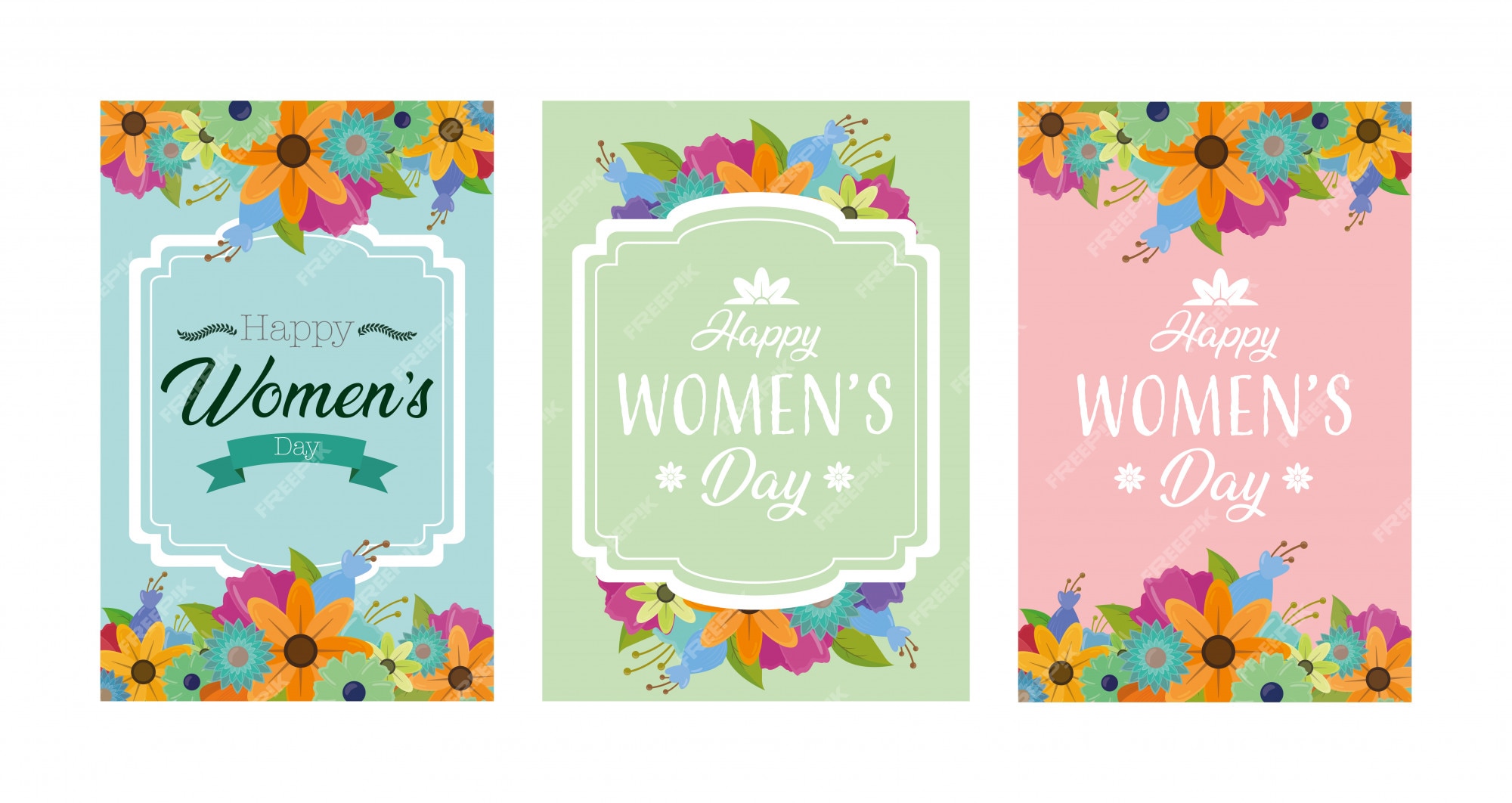 Free Vector Happy Womens Day Greeting Card With Flowers