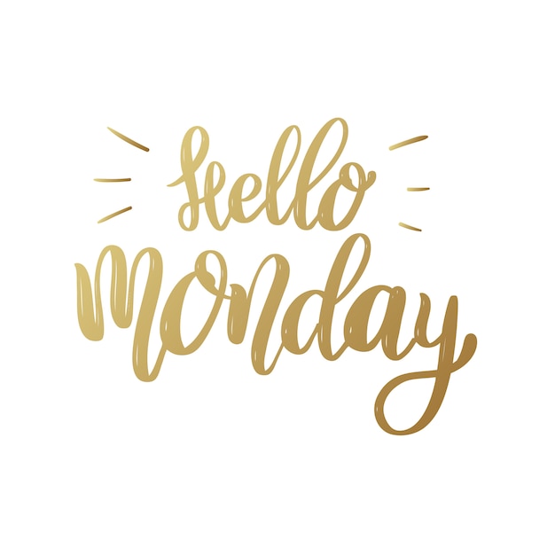 Premium Vector Hello Monday Lettering Phrase On White Background