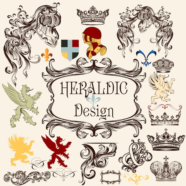 Heraldic elements collection | Premium Vector Heraldic elements collection | Premium Vector